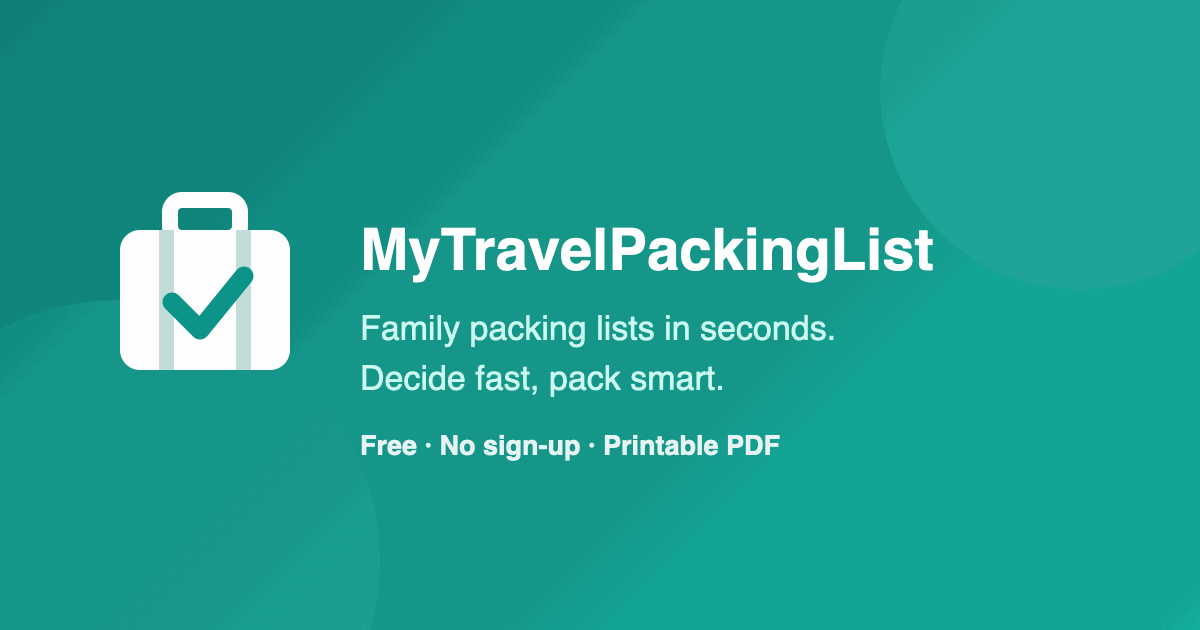 Printable Travel Packing Checklist — MyTravelPackingList